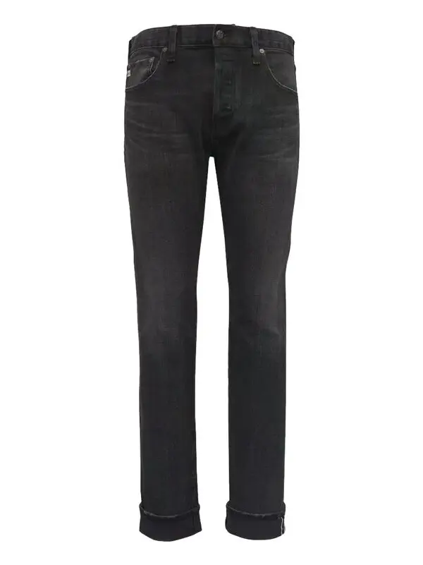 Ag Five-pocket Turned-up Hem Jeans - Black