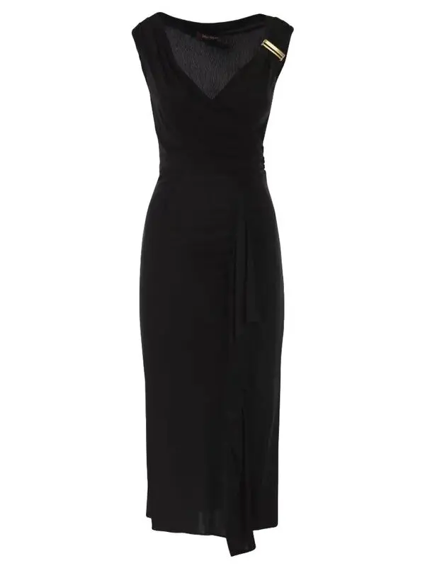 Max Mara Aureo Draped Midi Dress - Black