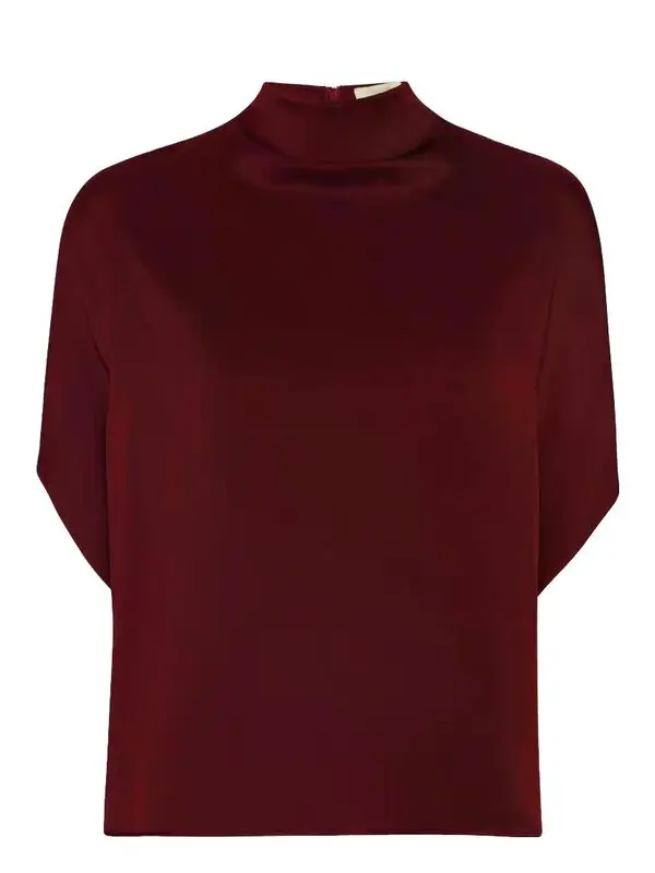 Lapointe Satin Cape Blouse - Red