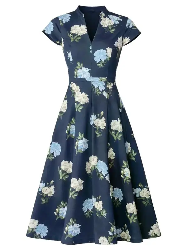 Sachin & Babi Floral A-line Midi Dress - Blue