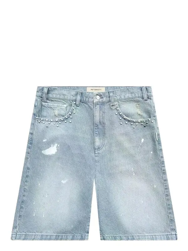 RETERNITY Studded Denim Shorts - Blue