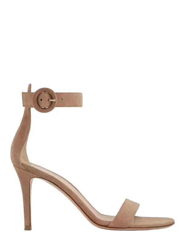GIANVITO ROSSI Buckle Strap Suede Pumps - Neutrals