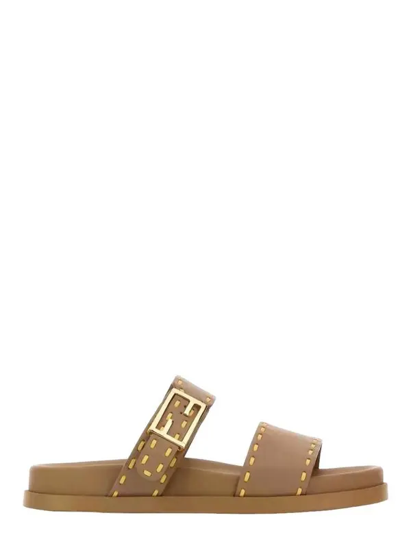 Fendi Feel Buckle Slippers - Brown