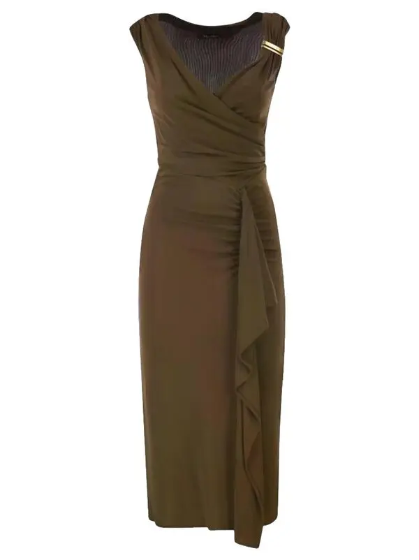 Max Mara Aureo Draped Midi Dress - Brown
