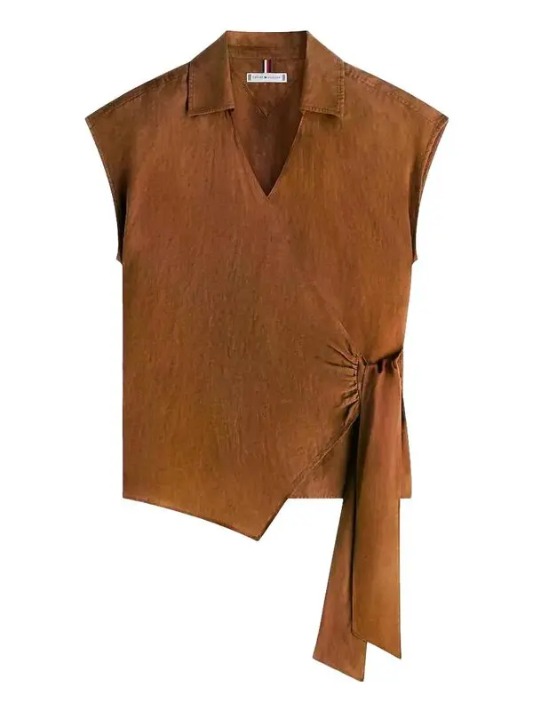 Tommy Hilfiger Wrap-front Sleeveless Top - Brown
