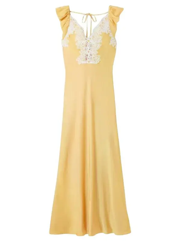 Claudie Pierlot Lace-trim Ruffled Dress - Yellow