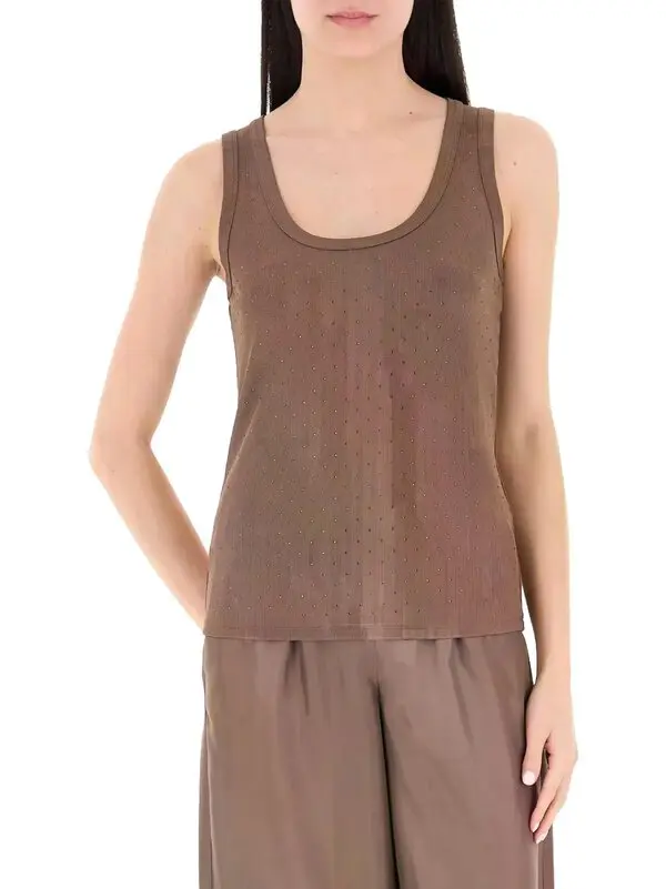 Marella Sleeveless Embellished Tank Top - Brown
