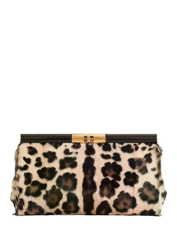 Dolce & Gabbana Marlene Leopard-print Chain Clutch - Neutrals