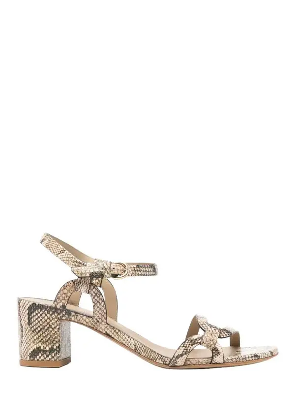 DEL CARLO Printed Snakeskin Knot Sandals - Neutrals
