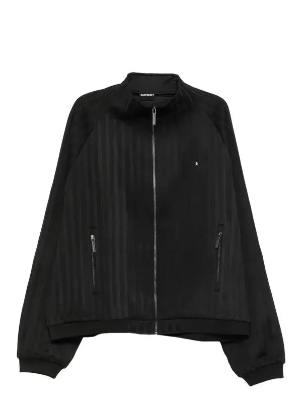 MADFRENZY Striped Zip Jacket - Black