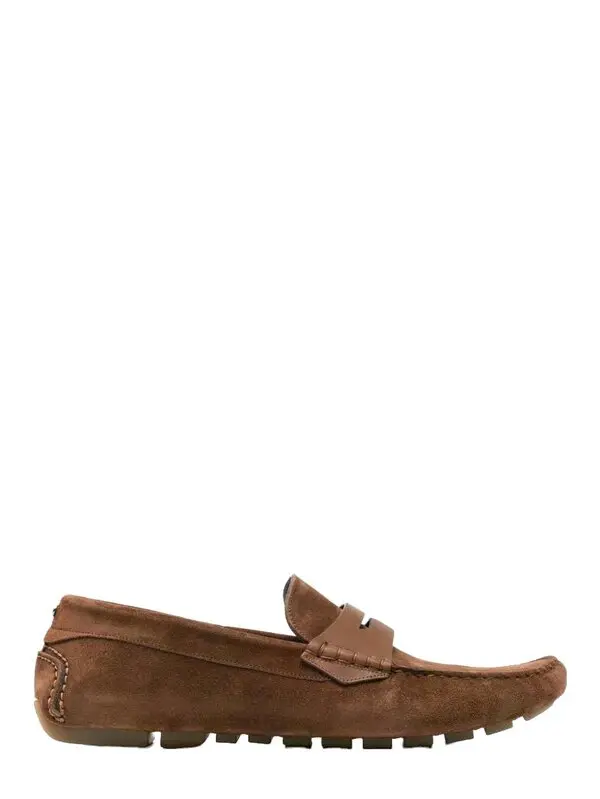 Canali Panel Leather Loafers - Brown