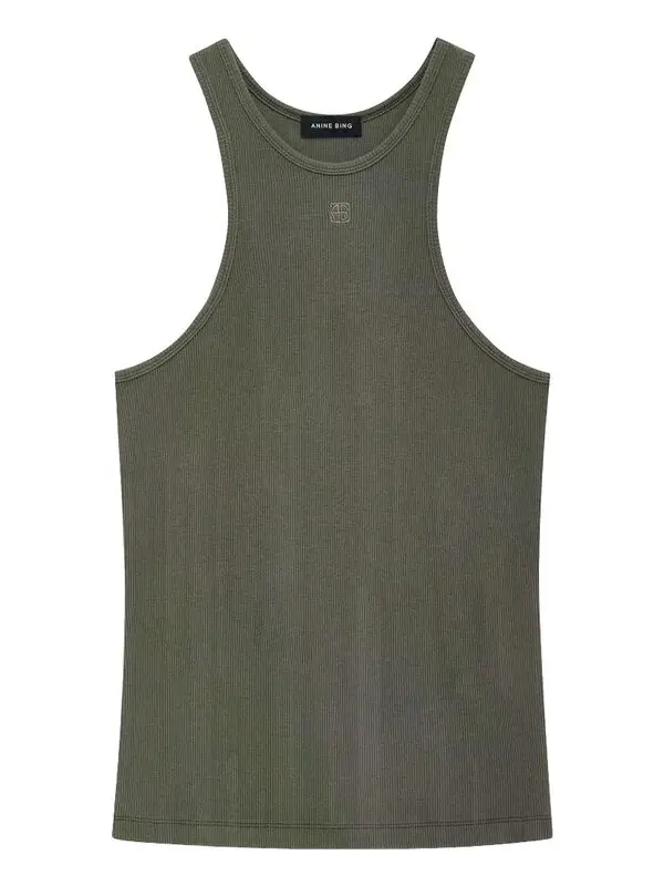 ANINE BING Cole Ribbed Tank Top - Green