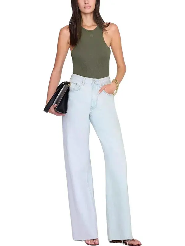 ANINE BING Cole Ribbed Tank Top - Green
