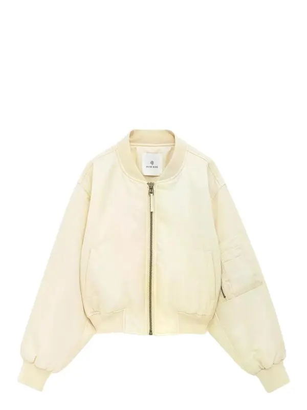ANINE BING Leon Cropped Bomber Jacket - Neutrals