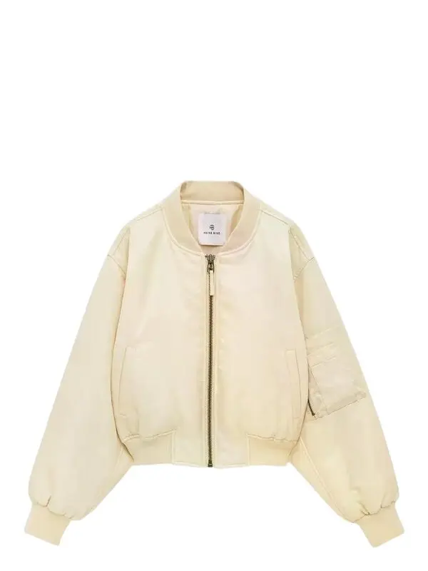 ANINE BING Leon Cropped Bomber Jacket - Neutrals