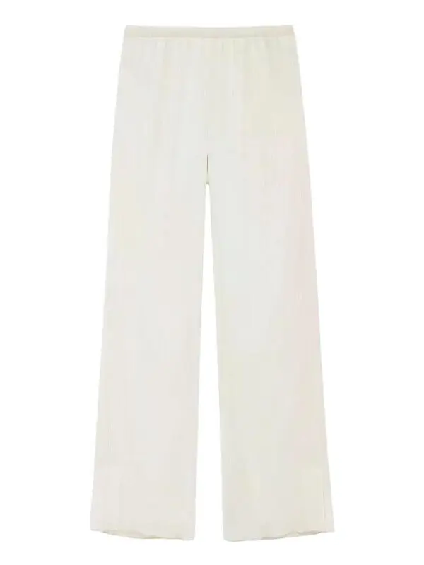 ANINE BING Aden Plissé Palazzo Pants - Neutrals