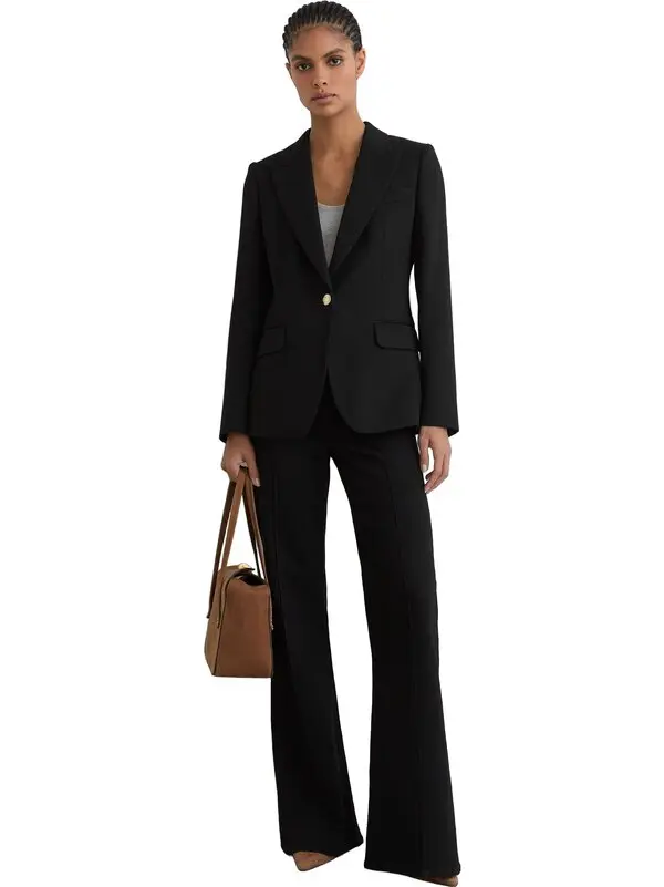 REISS Petite Textured Wool-blend Single-breasted Blazer - Black