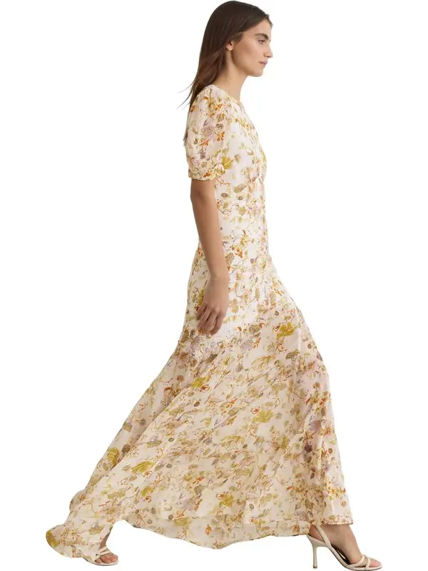 REISS Naia Floral-print Maxi Dress - Ivory
