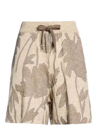 Brunello Cucinelli Knit Floral-print Shorts - Beige