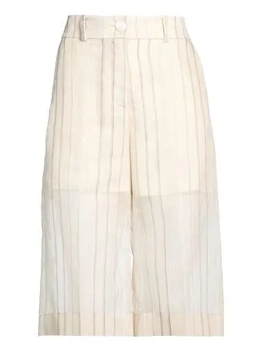 Peserico Striped Organza Bermuda Shorts - Beige