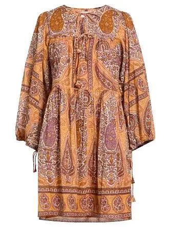 Antik Batik Mini Flared Paisley-print Dress - Mandarin