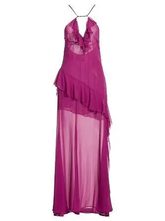 Versace Maxi Flared Ruffled Dress - Purple