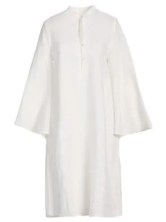 120% Lino Ivory Linen Kaftan Midi Dress - White