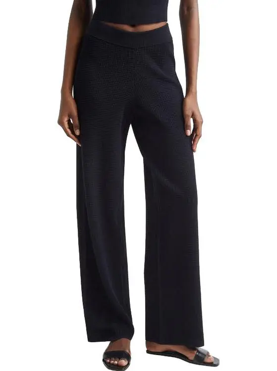 A.L.C. Banks Waffle Stitch Wide Leg Pants - Navy