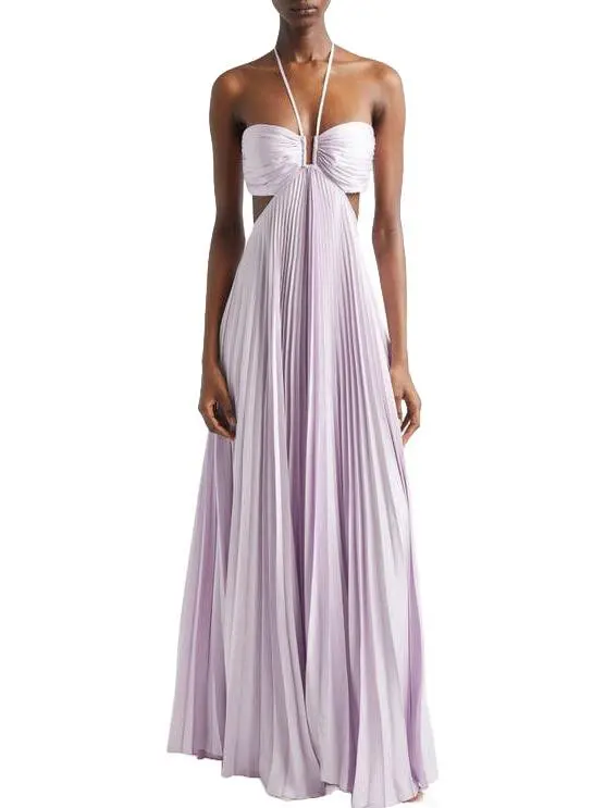 A.L.C. Moira Pleated Cutout Maxi Dress - Lilac