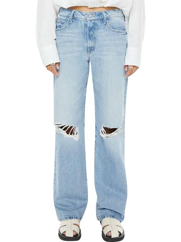 MOTHER The Maven Mid-rise Ripped Straight-leg Jeans - Reelin It In