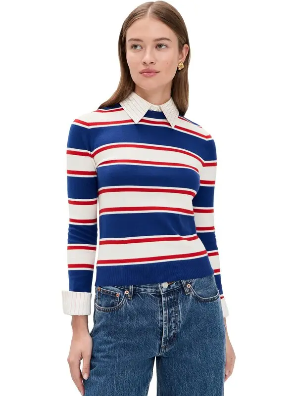 Alice + Olivia Porla Collared Sweater - Americana Stripe