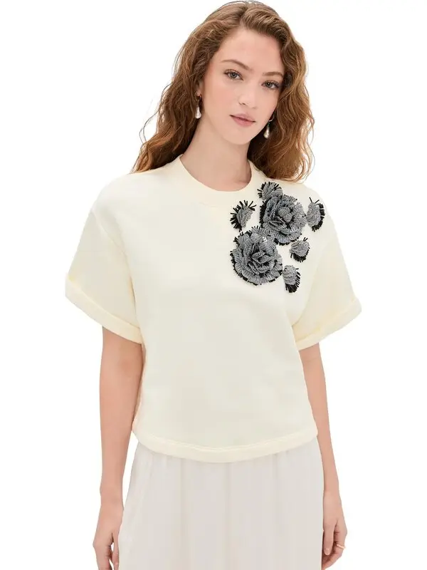 Ulla Johnson Cove Top With Embroidery - Creme