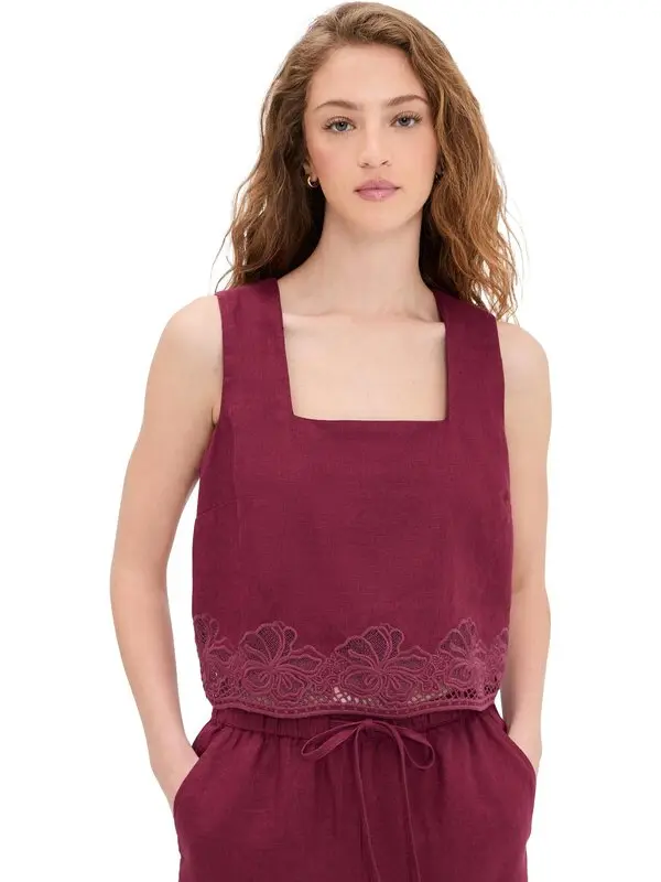 Rails Akira Tank - Berry Hibiscus Embroidery