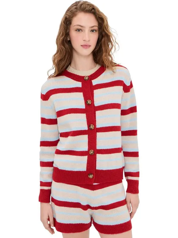 LITTLE LIES Millie Knit Cardigan - Blue/red Stripe