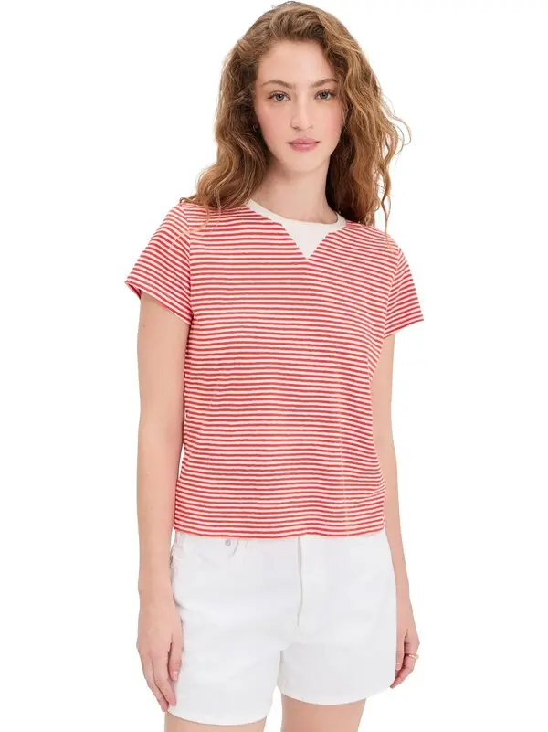 Clare V. Classic Tee - Bright Poppy/cream