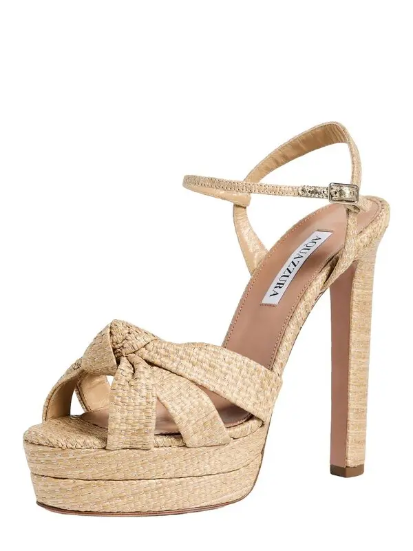 AQUAZZURA Nina Plateau Sandals - Natural/silver