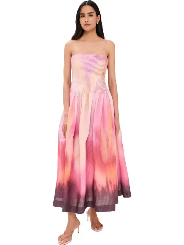 AMUR Grecia Pleated Maxi Dress - Flora In Focus