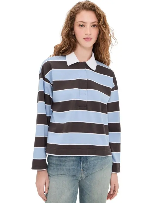 Madewell Striped Rugby Polo - Tranquil Blue