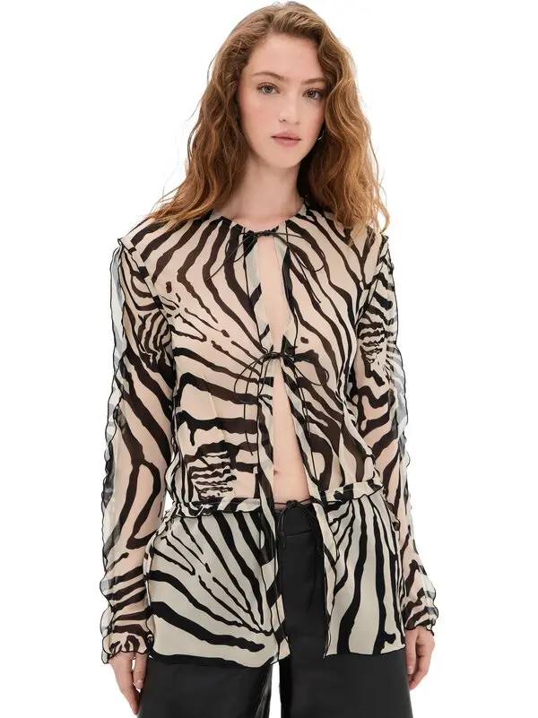 IRO PARIS Trecy Zebra Print Blouse - Black Wild Print