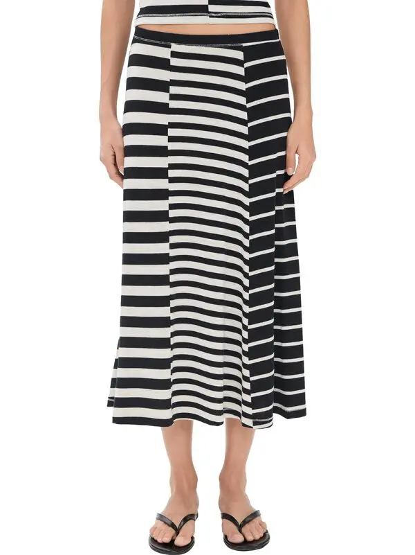 Rag & Bone The Knit Mixed Stripe Skirt - Salmt