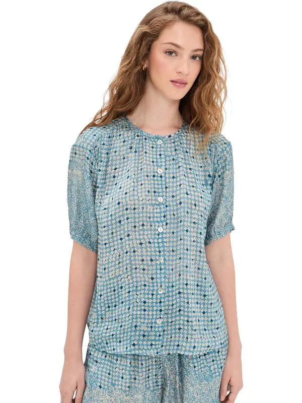Natalie Martin Geometric Print Top - Delphi Sky