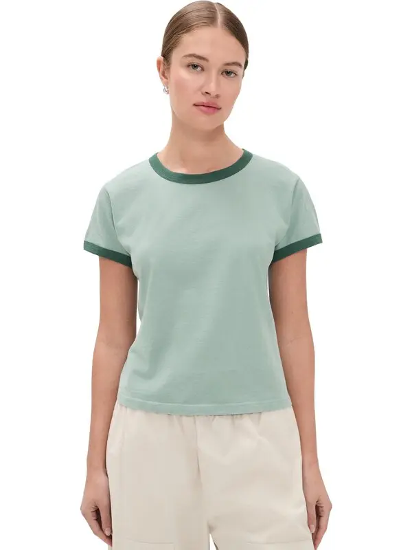 LESET Margo Ringer Tee - Eucalyptus/basil