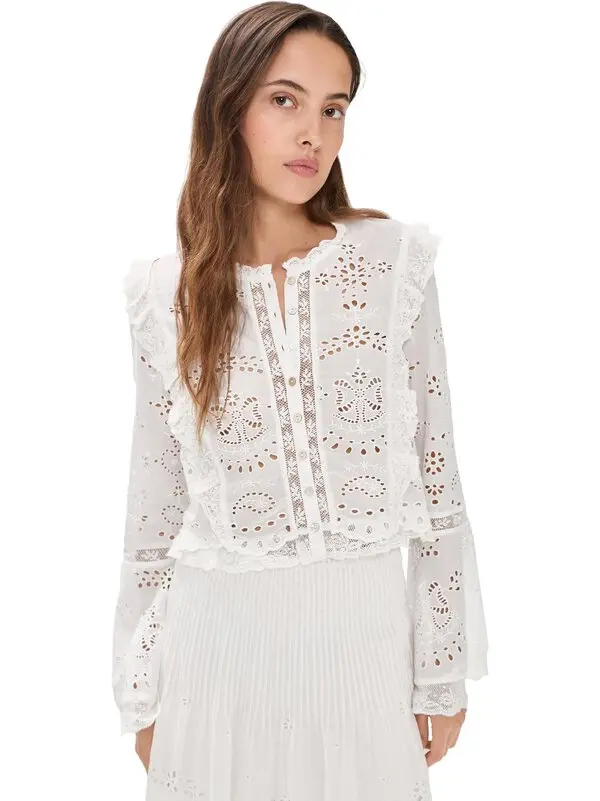 LoveShackFancy Hawthorn Blouse - White