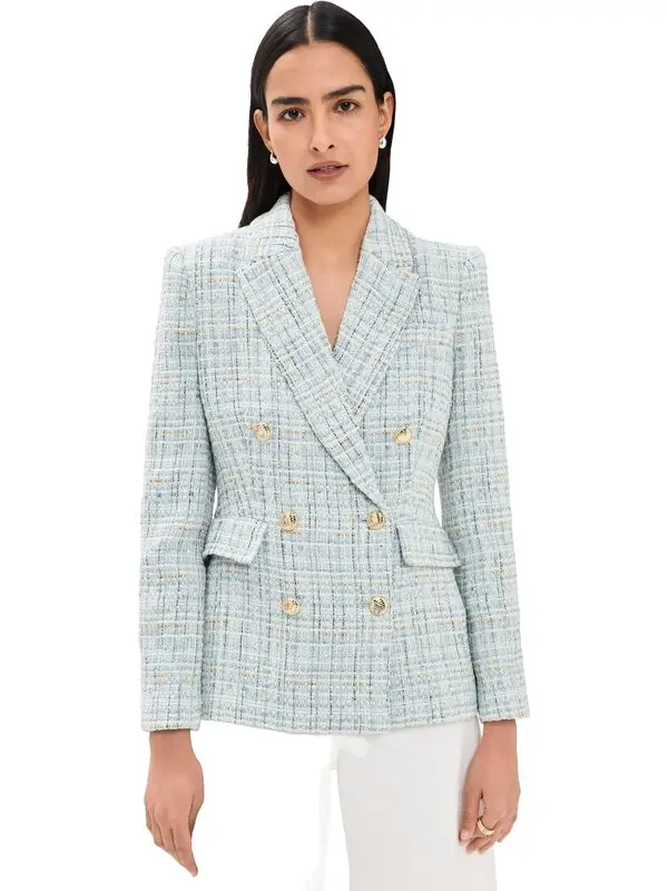Generation Love Arielle Tweed Blazer - Aqua Melange