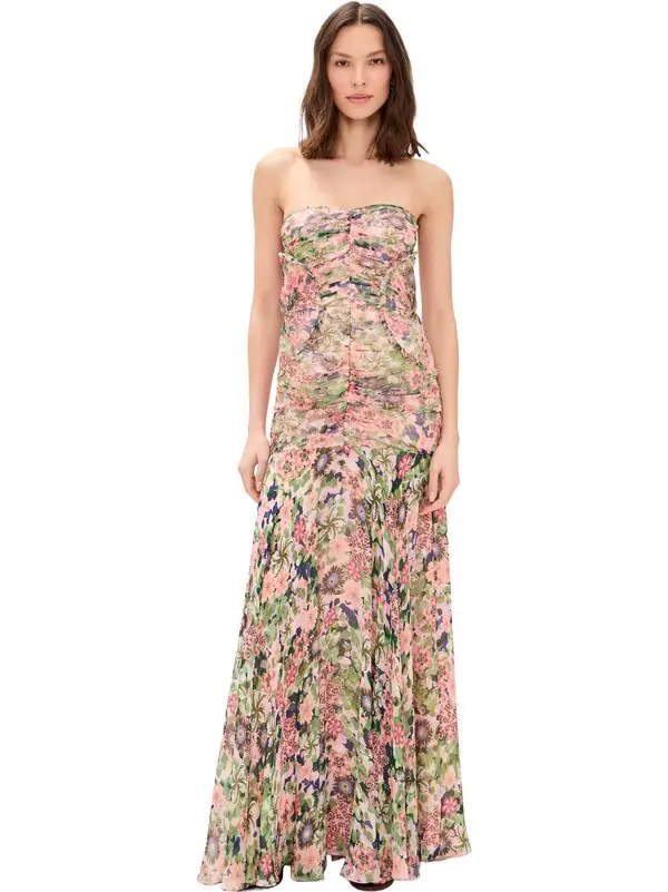 Saloni Kristie Silk Maxi Dress - Rosette Meadow