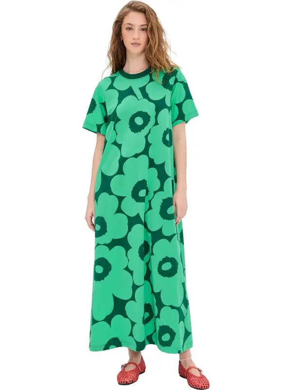 Marimekko Koostua Unikko Maxi Dress - Green/dark Green