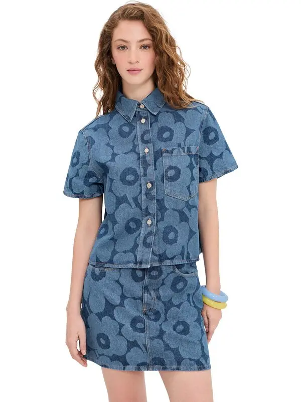 Marimekko Maridenim Kuvata Unikko Shirt - Mid Indigo