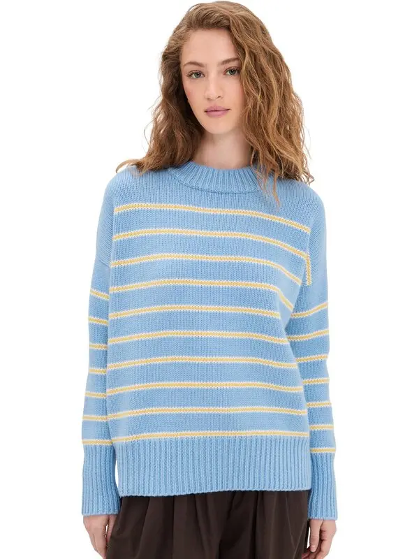 LA LIGNE Fineline Stripe Marin Sweater - Chambray Blue/butter Yellow/cr