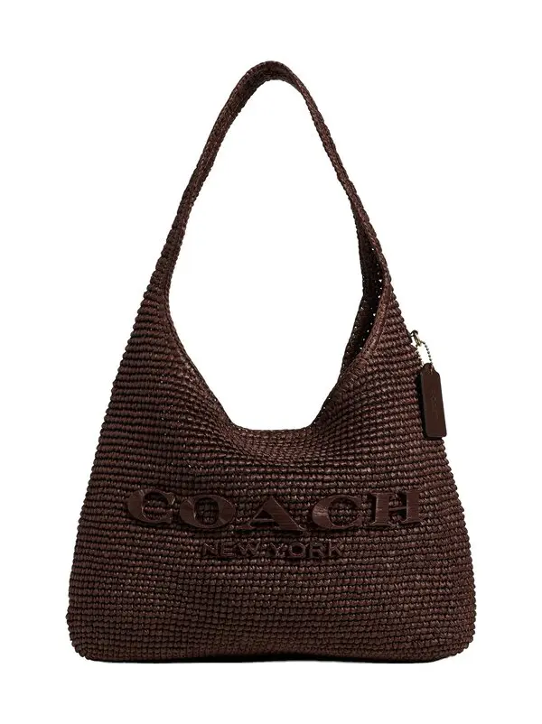 COACH Brooklyn Raffia Shoulder Bag - Maple