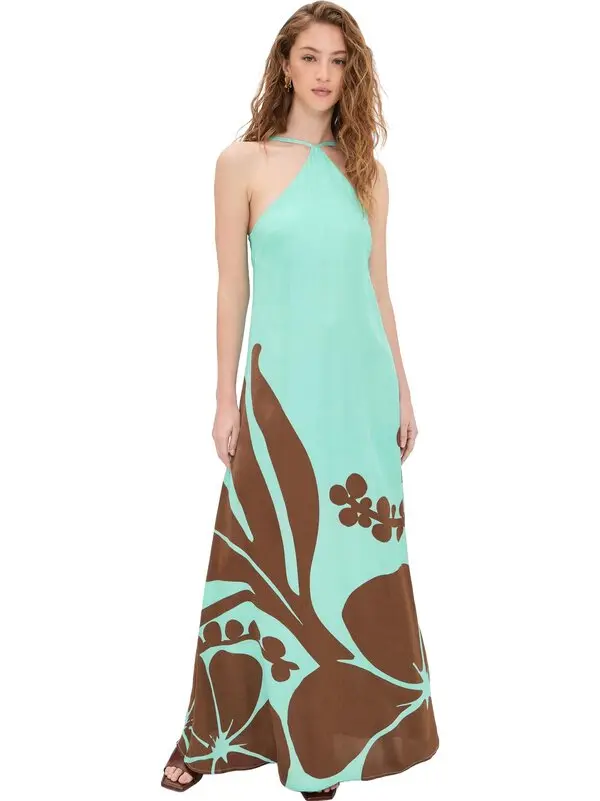 DIARRABLU Aria Floral Print Maxi Dress - Ula Mint